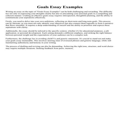 Goals Essay Examples | PDF