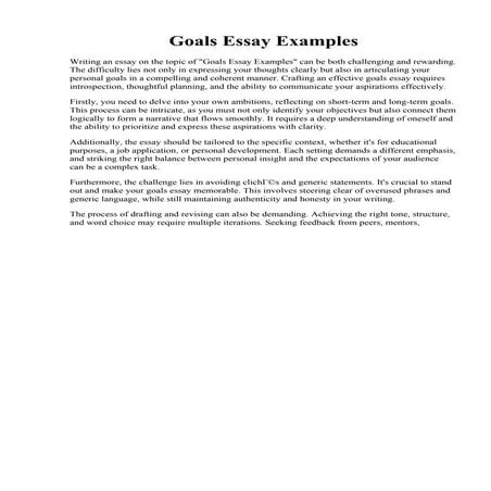 Goals Essay Examples | PDF