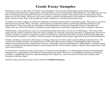 Goals Essay Samples | PDF