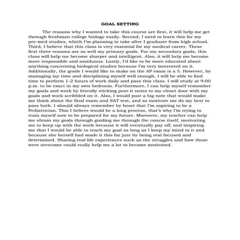Goal setting for ap biology | DOCX