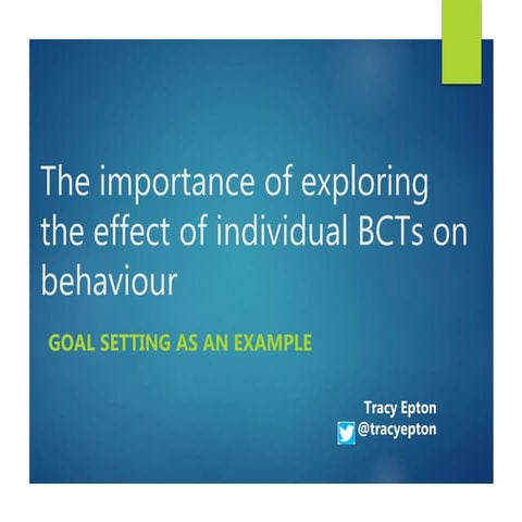The importance of exploring the effect of individual behaviour change techniques on behaviour ...