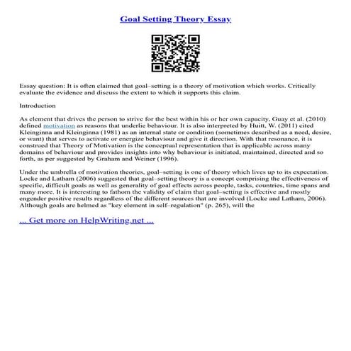 Goal Setting Theory Essay | PDF
