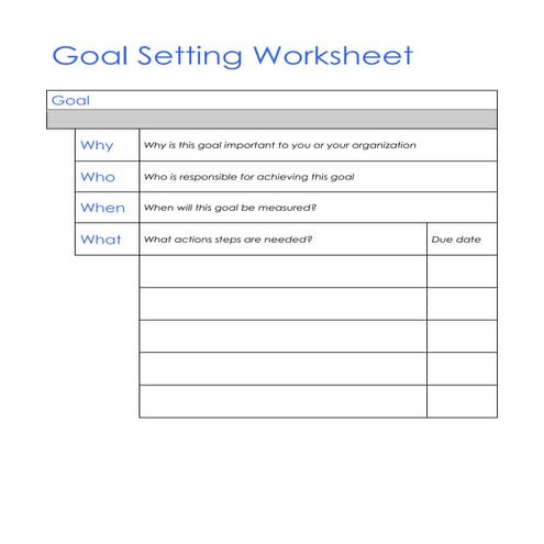Goal setting worksheet | PDF