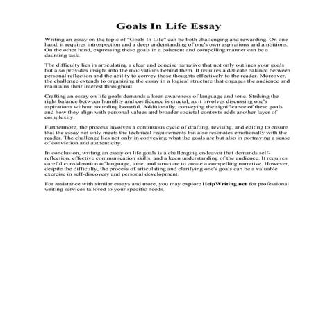 Goals In Life Essay | PDF