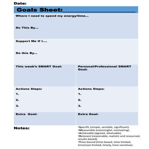 Goals sheet | PPTX
