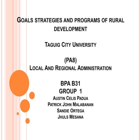Goals strategies and programs of rural development | PPTX