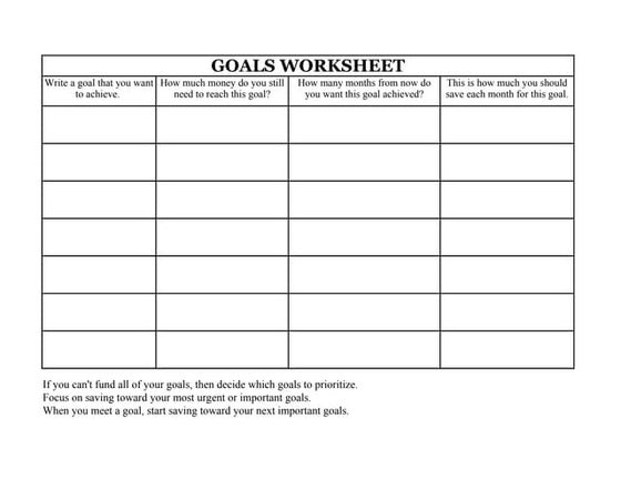 Goal Worksheet | PDF