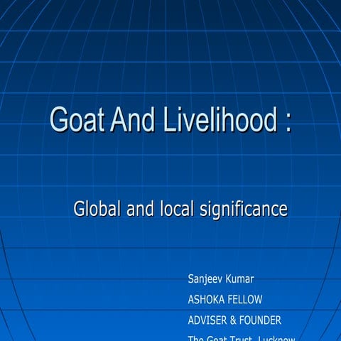 Goat based livelihood global and local status ugvs | PPT