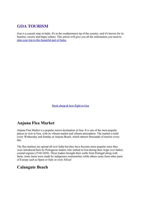 4-Day Goa Tour Package: Explore the best goa | PDF