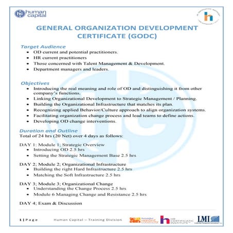 General Organization Development Certificate | PDF