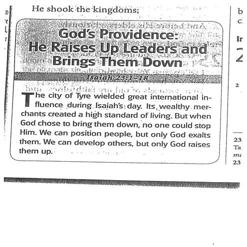 God's Providence: He Raises Up Leaders and Brings Them Down | PDF