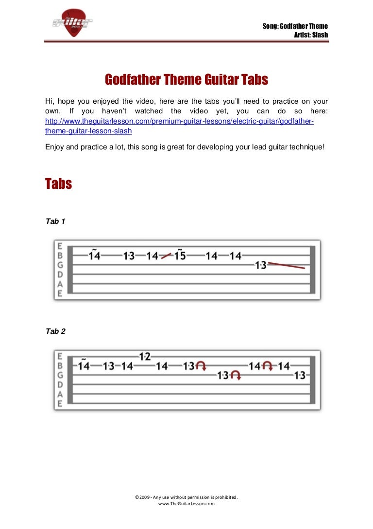 Godfather Theme By Slash Tabs