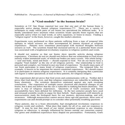 God module in brain (1999) | PDF
