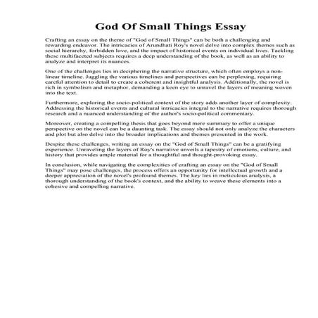 God Of Small Things Essay | PDF