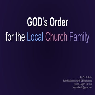 God's Order in the Local Church Family | PDF