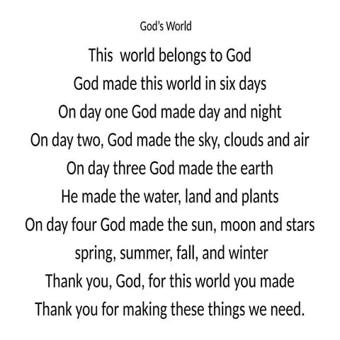 God’s World inside word of God about creation day.pptx