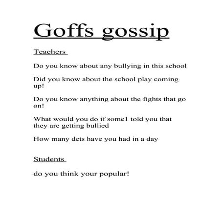 Goffs gossip | DOC