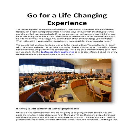 Go for a life changing experience | PDF
