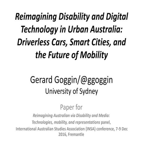 Reimagining Australia: Disability, Tech & Smart Cities | PPTX