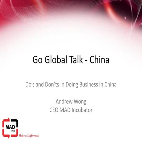 Go Global Talk China by Andrew Wong | PDF | Business Travel | Travel Type