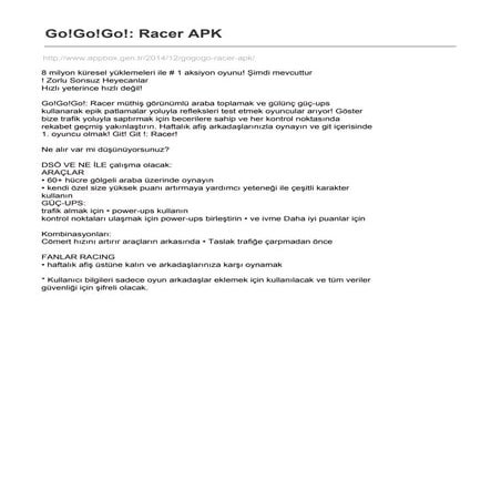 Go!go!go! racer apk | PDF