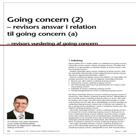 Going concern (2) – revisors ansvar i relation til going concern (a ...