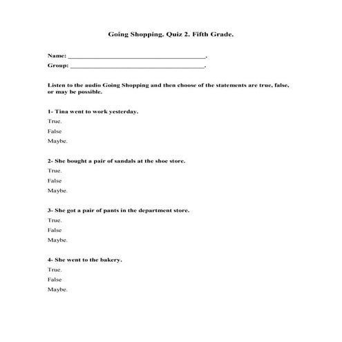 Going shopping quiz | PDF