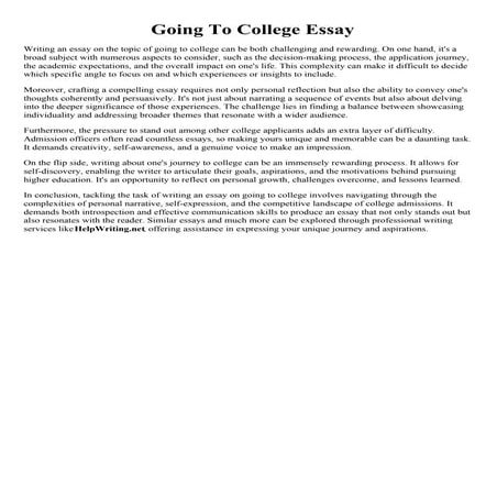 Reasons To Go To College Essay | PDF