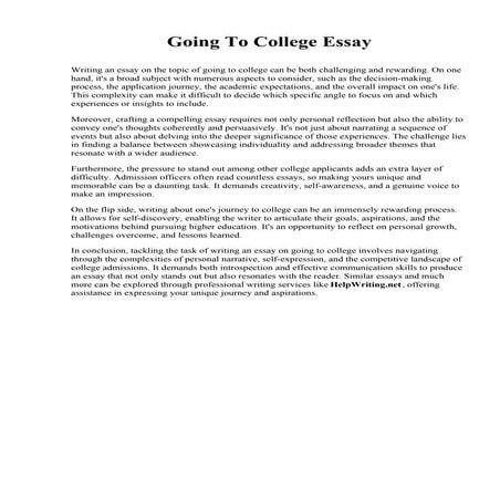 Sample College Personal Essay. Harrington College of Design | PDF