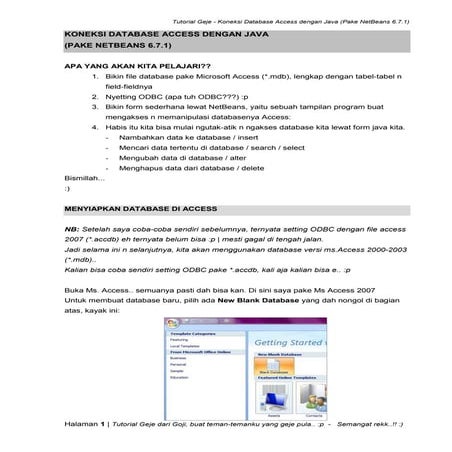 Goji koneksi-java-access-odbc | PDF