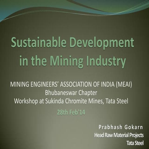 Sustainable Development in the Mining Industry - KeyNote Presentation ...