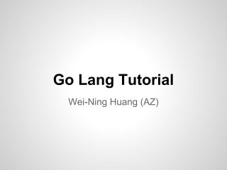 Introduction to Go programming language | PPT