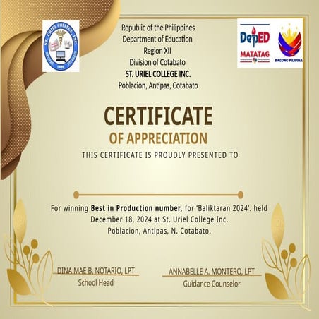 Gold and Brown Elegant Professional Certificate of Appreciation Certificate.pptx