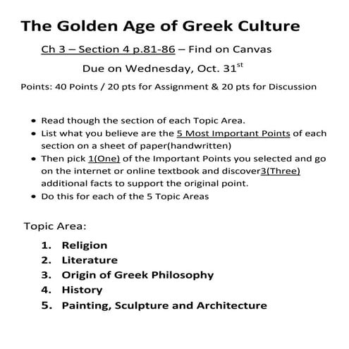 Golden age of greek culture class grade (1) | DOCX