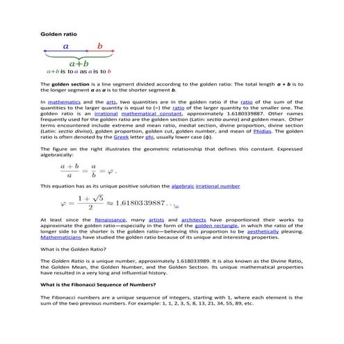 Golden ratio | DOC | Physics | Science