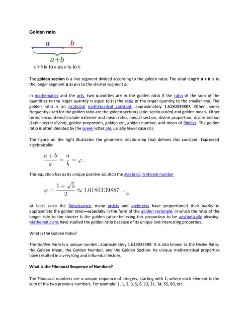 Golden Ratio: Definitions and Applications on Graphical Representations ...