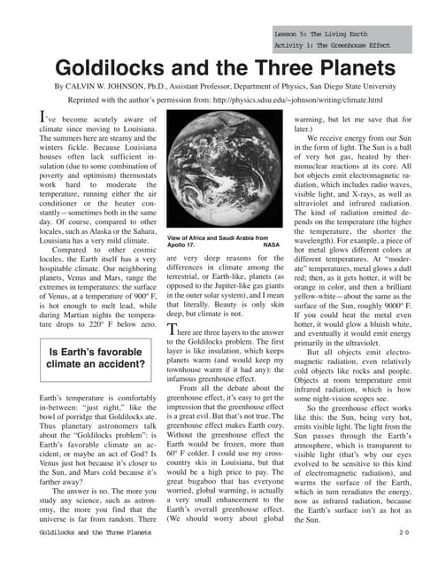 Activity Worksheet in Earth Science: Properties of a Habitable Planet | PDF