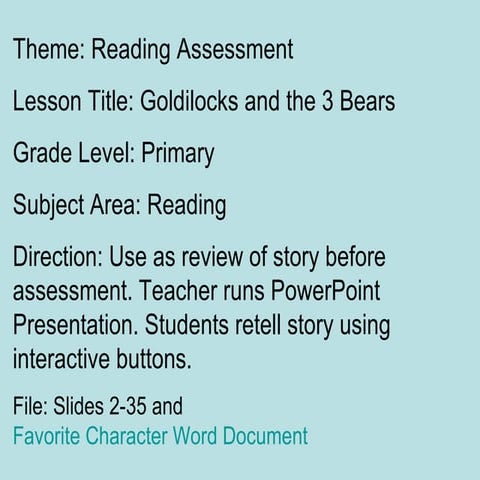 Goldilocks and the three bears | PPT