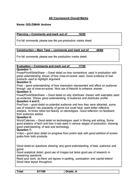 Overall marks | DOCX