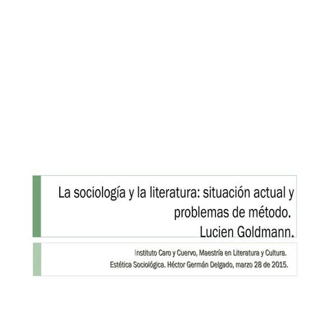 La sociología y la literatura: situación actual y problemas de método ...
