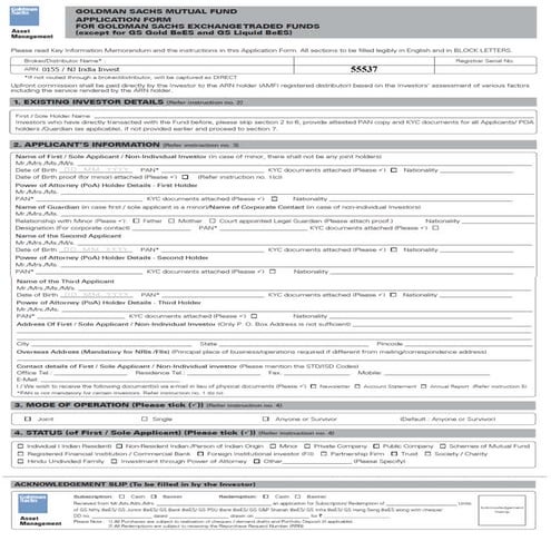 Goldman sachs mutual fund common application form etf | PDF | Mutual ...