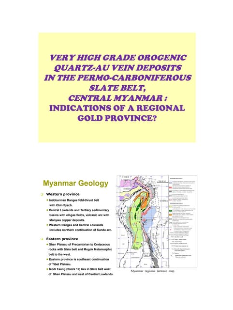 MAP TELLING THE STORY OF GOLD MINE IN MYANMAR | PPT