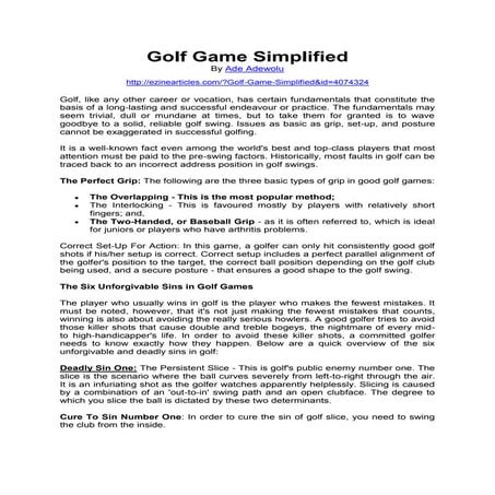 Efficient Methods For Golfing - Helpful Guidelines | PDF