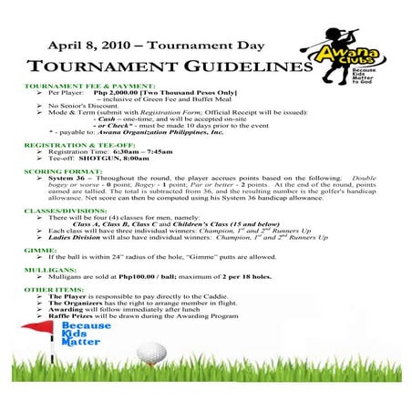 Golf tournament guidelines registration | PDF