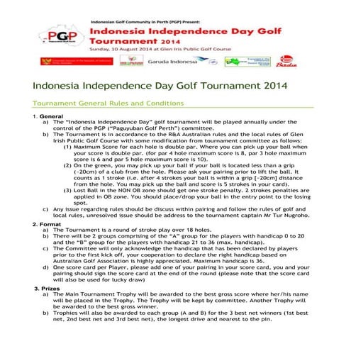 PGP Golf Tournament Rule 2014 | PDF