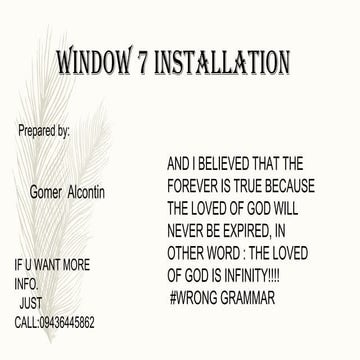 Gomeralcontin windows 7 installation | PPT | Operating Systems | Computer Software and Applications