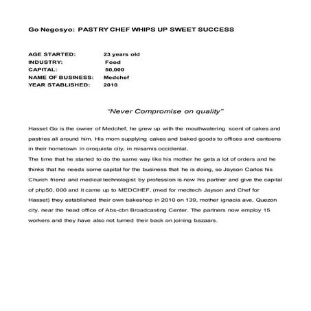 Go Negosyo " MedcheF" | DOCX