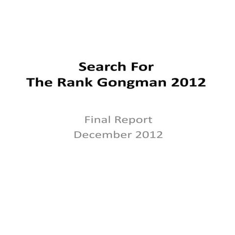Gongman Final Report December 2012 | PDF