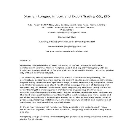 Gong Rong Group Stone Projects Catalog | PDF