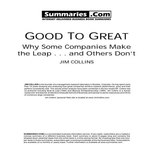 Good-to-Great-summary of the book by jim collins | PDF